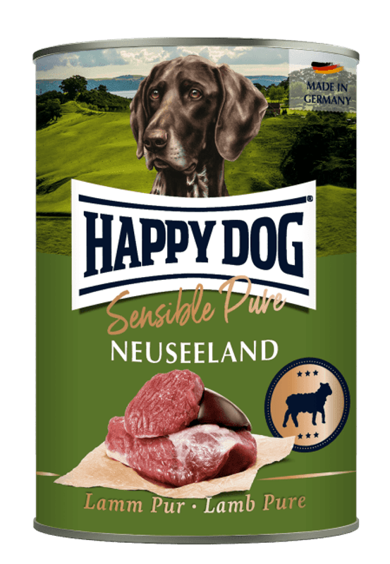 Happy Dog Boksemat Sensible Pure Neuseeland M/Lam 400g - Lassie og Garfield